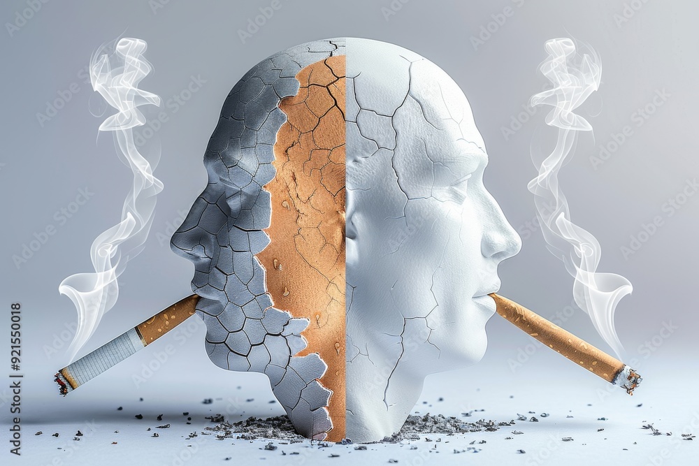 Artistic interpretation of a cracked head with smoke escaping ...