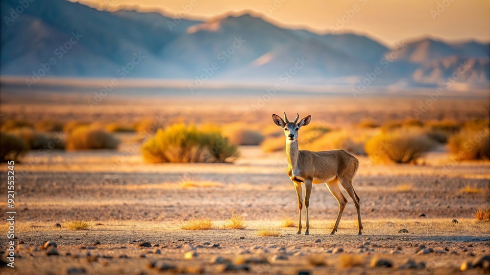 A lone deer standing in the arid desert landscape, deer, wildlife ...