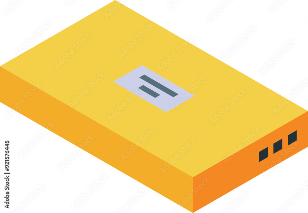 Simple vector illustration of a rectangular cardboard box with a label ...