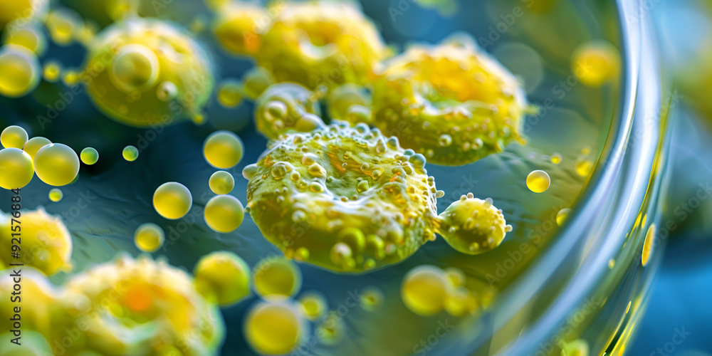 Golden Yellow Staphylococcus aureus in petri dish top view, it is ...