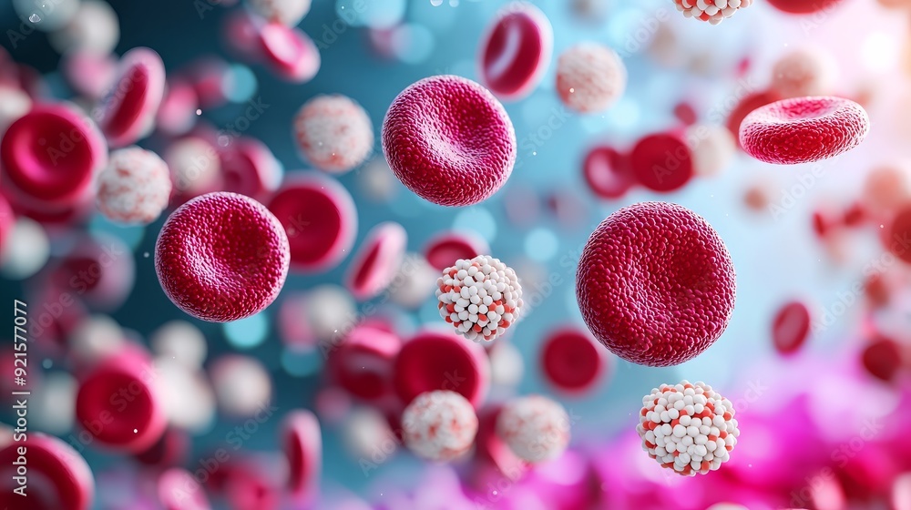 Red Blood Cells and White Blood Cells in a Bloodstream. Stock ...