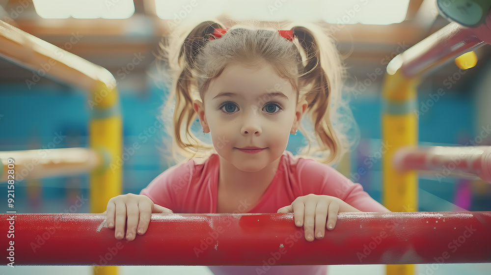 Beautiful Little Girl on Parallel Bars: Young girl performing ...