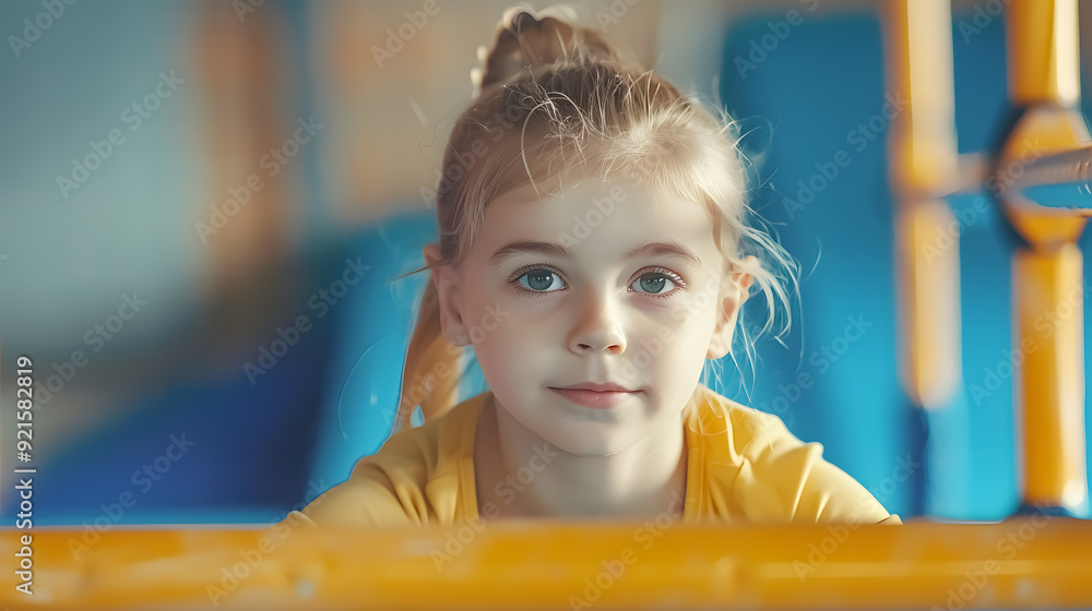 Beautiful Little Girl on Parallel Bars: Young girl performing ...