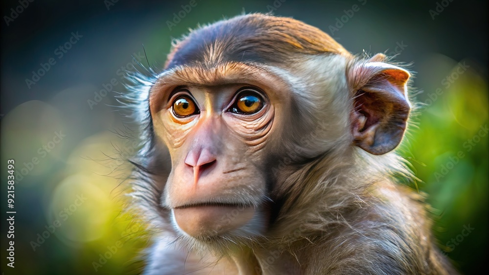 A curious monkey with a mischievous glint in its eye poses in profile ...
