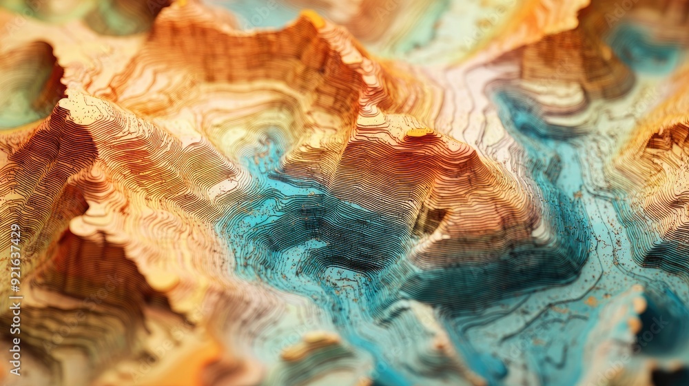 Digital 3D map terrain showcasing GIS geodata mapping concept ...