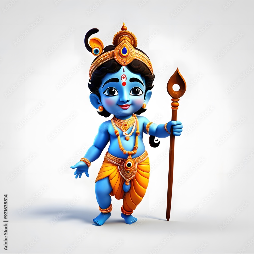 3d Cartoon Character Of Hindu God Krishna Happy Krishna Janmashtami Greeting Card Funny