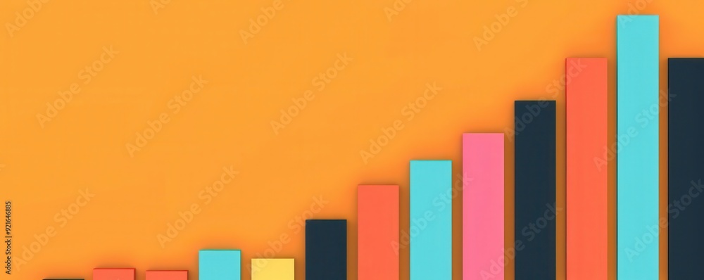 Colorful bar graph illustration on an orange background, representing ...