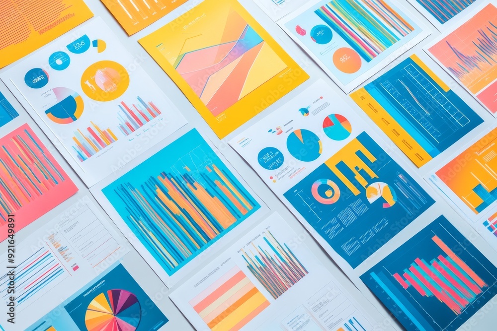 Foto de Various printouts of infographics showcasing different data ...