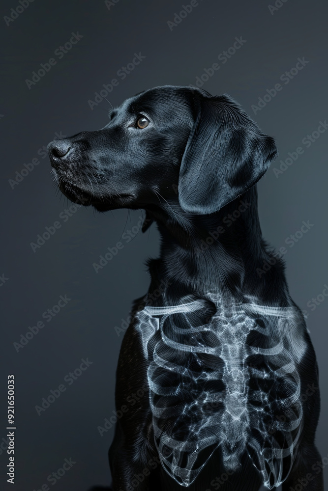 Dog’s chest X-ray, ribs, lungs, veterinary radiography Stock ...