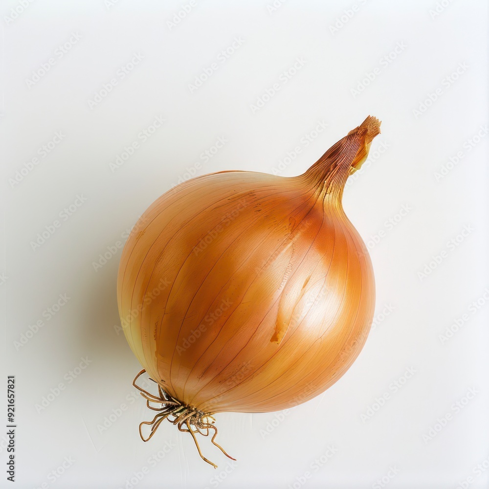 realistic yellow onion demonstrates its unique shape and texture on a ...