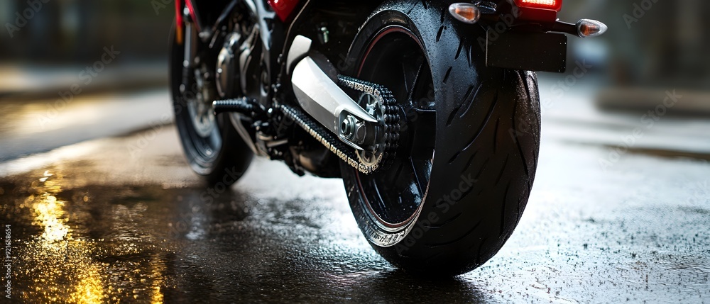 Motorcycle with Mudguards Showcasing Aerodynamic Design for Wet Road ...