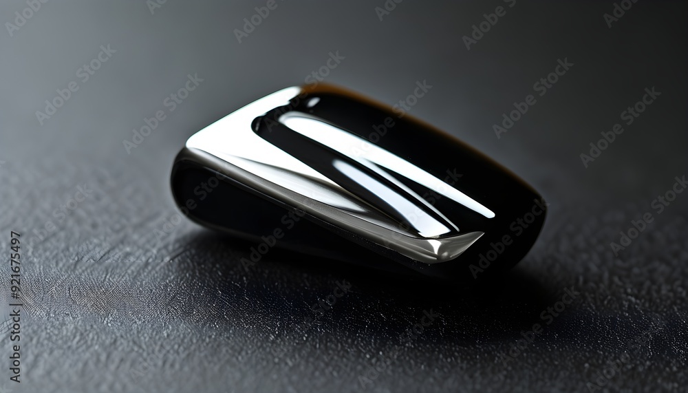Black car key, simple and modern design, smooth surface, reflecting ...