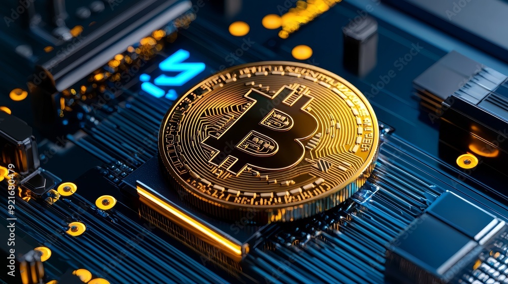 An illustration of a digital payment system, with digital coins and ...