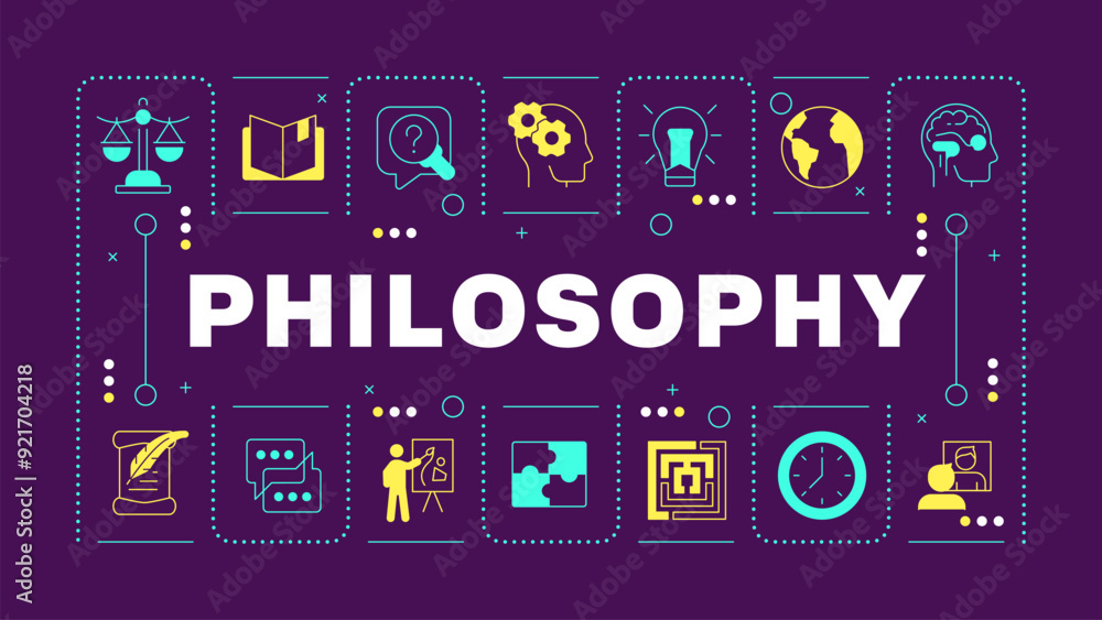 Philosophy discipline purple word concept. School subject. Critical ...