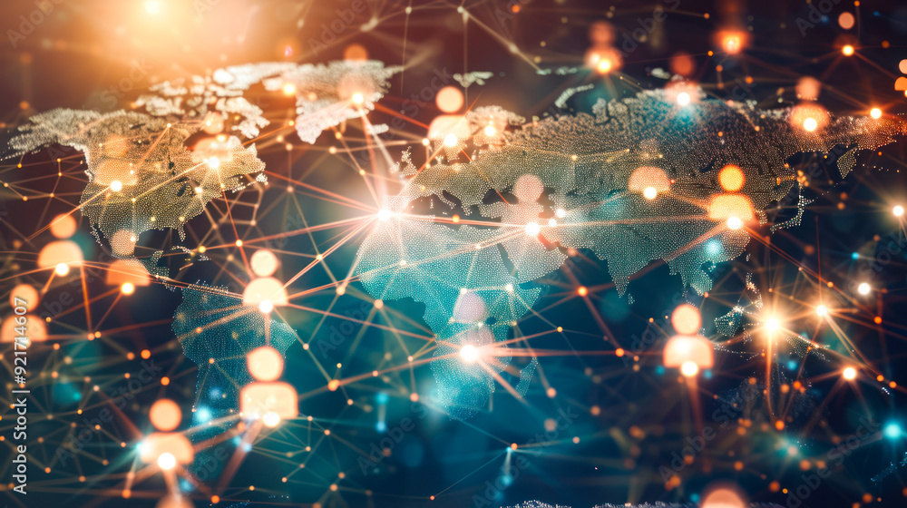 Global network connection illustration. Creative blend of human ...