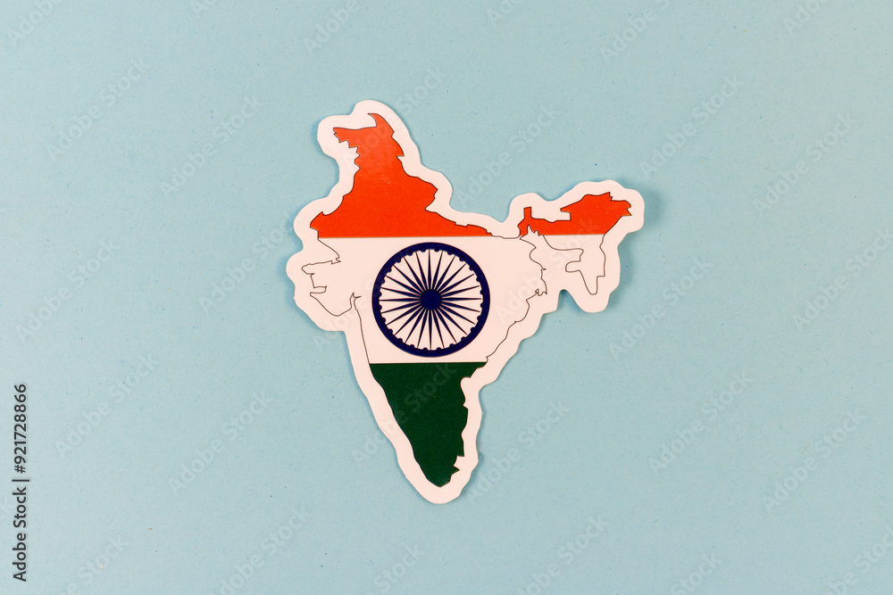 Fotografia do Stock: India Map with National Flag Colors and Ashoka ...