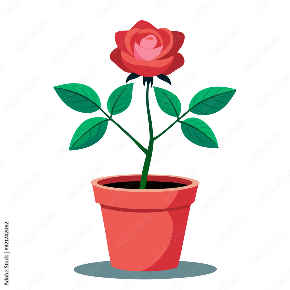 Beautiful red rose flower growth and development stages illustration ...