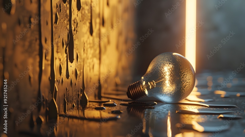 a light bulb illuminating a surface, with an overlay showing lux levels ...