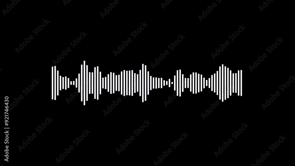 White line audio wave visualization voice record, sound wave on black ...