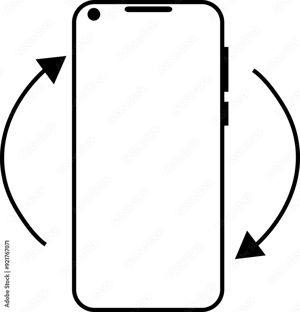 Rotate Mobile phone icon in Outline style. Device rotation symbol. Turn ...