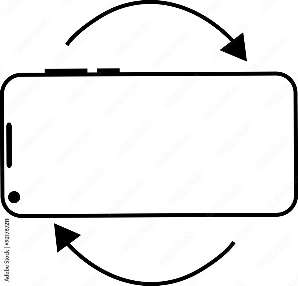 Rotate Mobile phone icon in Outline style. Device rotation symbol. Turn ...