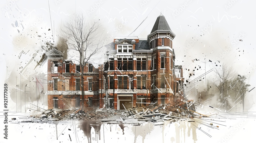 Artistic rendering of a university campus building being torn down ...