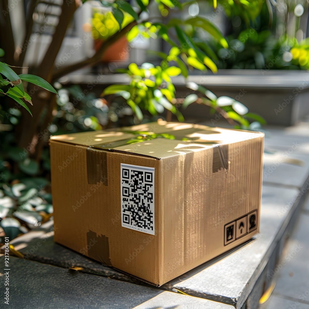 Parcel Box with QR Code for Tracking Modern Delivery Service Technology ...