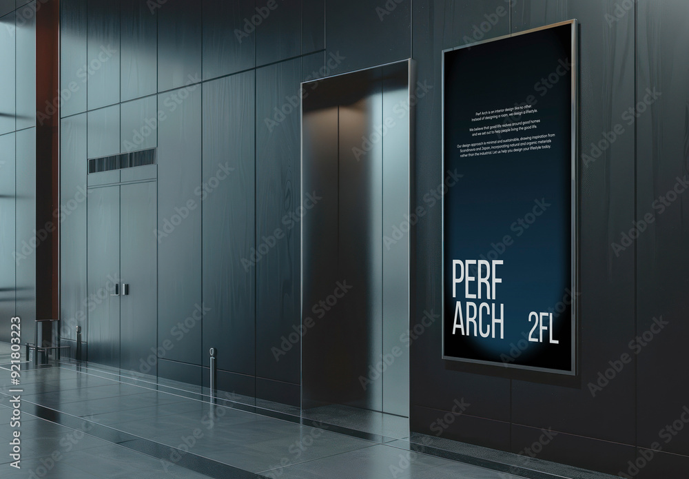 Indoor Building Ad Sign Mockup With Generative AI Stock Template ...