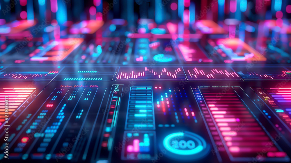 Big data analytics, valuable insights, measuring metrics, front view ...