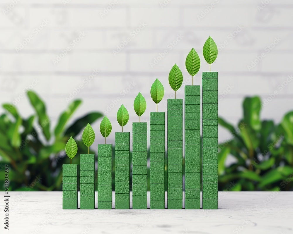Growth chart illustrating environmental sustainability with green ...