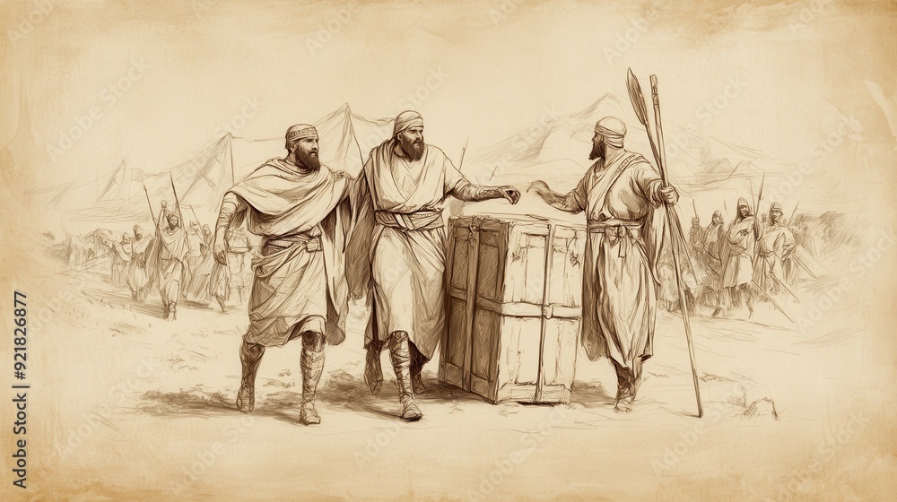 Biblical Illustration of The Philistines Capture the Ark: Hophni and ...