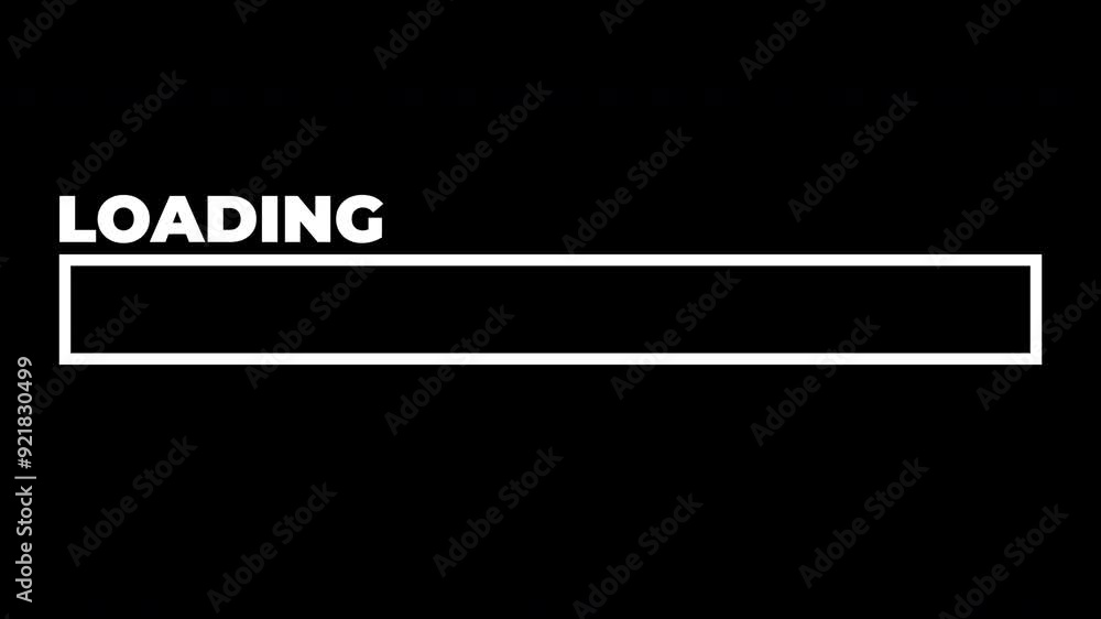 Loading Animation White Bar, Black background, white text, LOADING ...