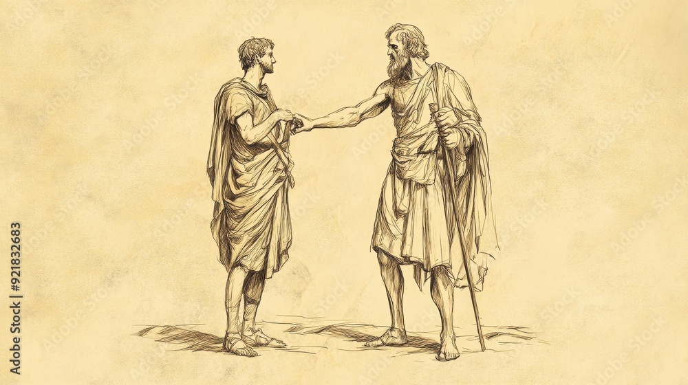 Biblical Illustration of 1 Samuel: David and Goliath, Saul Reluctantly ...