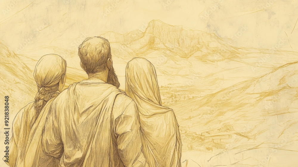 Biblical Illustration of The Birth of Samuel: Elkanah Traveling to ...