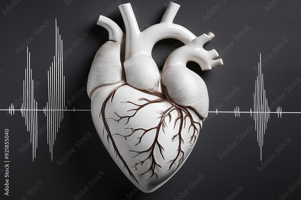 Cardiogram. Pulse line. Digital human heart representation with ekg ...