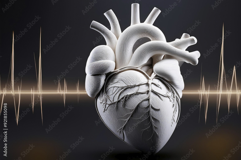 Cardiogram. Pulse line. Digital human heart representation with ekg ...