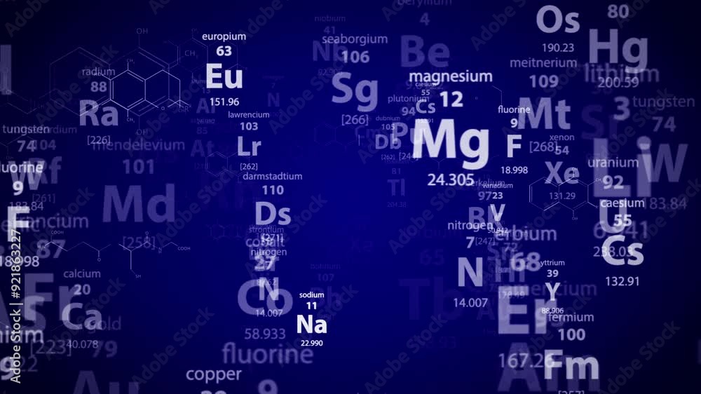 periodic table chemical structure formula typography PNG loop PNG Alpha ...