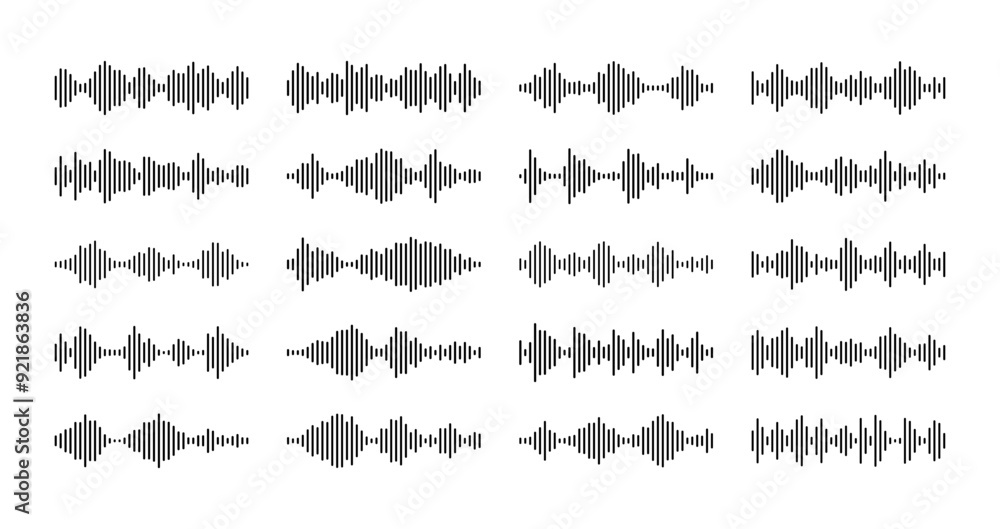 Podcast sound waves, voice soundwave, music audio. Vector set of audio ...