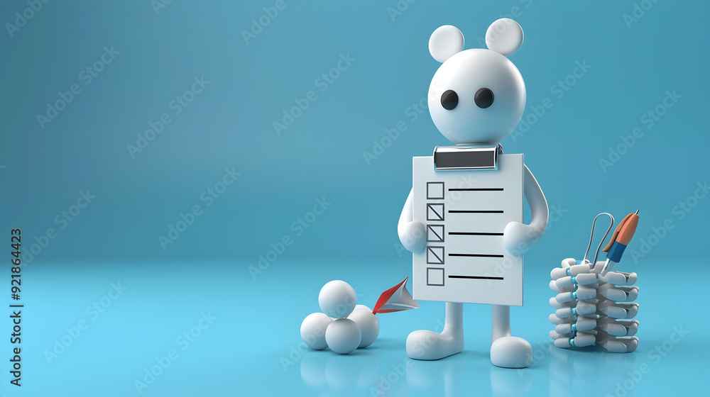 Compliance Officer Flat 3D Icon with Checklist Computer on Dreamy ...