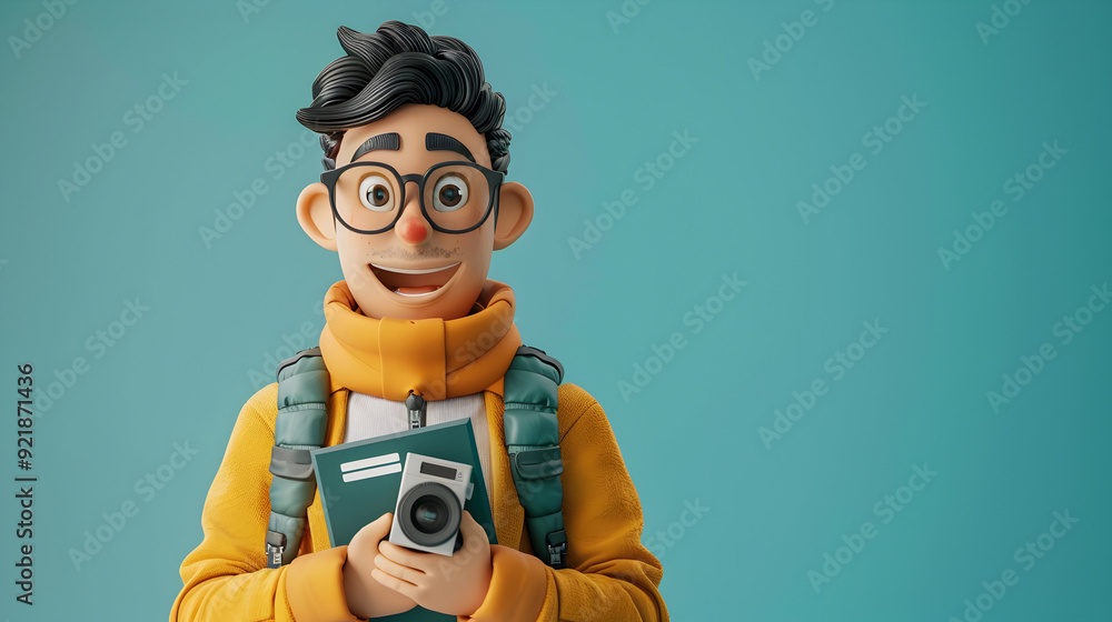 3D Flat Icon: Journalist with Press Pass and Fact Check Tool Concept ...
