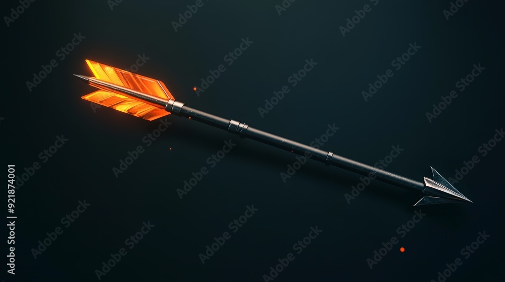 A 3D arrow with a rotating animation effect. The design includes ...