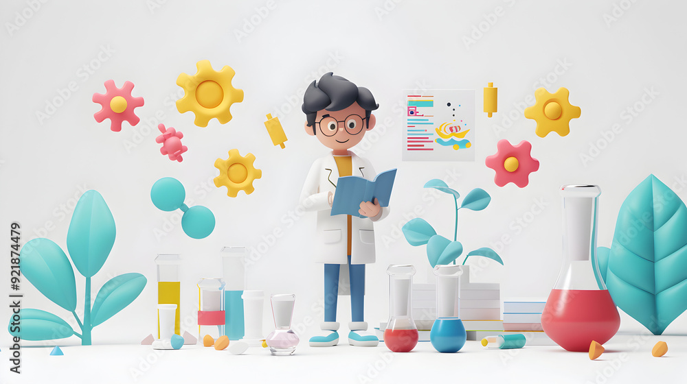 3D Flat Icon Researcher with Data and Fact Check Concept on Whimsical ...