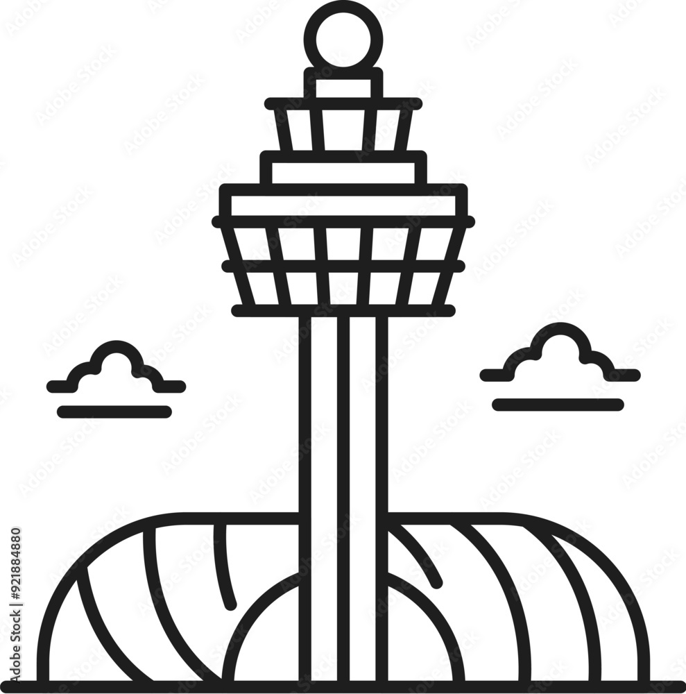 Singapore travel and vacation icon of Changi airport for tourism ...