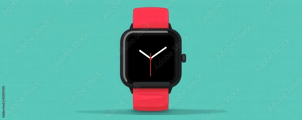 Smartwatch prototype flat design side view fitness theme cartoon ...
