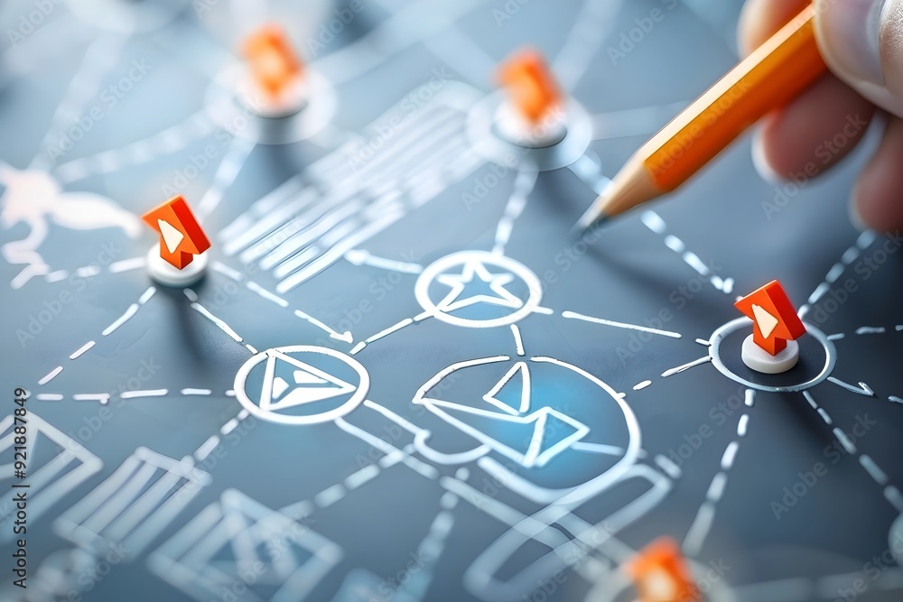 Strategic Planning and Development with a Hand Drawing a Plan on a ...