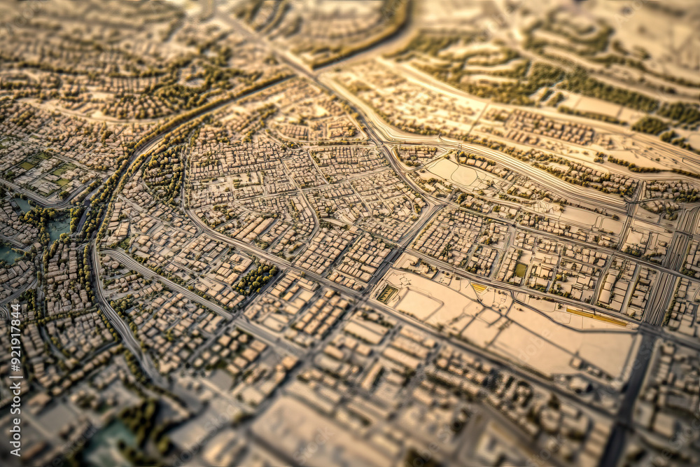 Technical aerial visual, 3D LiDAR GIS aerial map satellite scan model ...