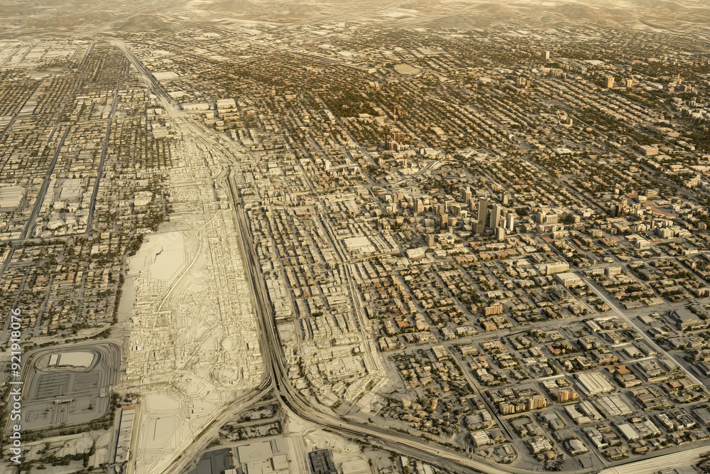 Technical aerial visual, 3D LiDAR GIS aerial map satellite scan model ...