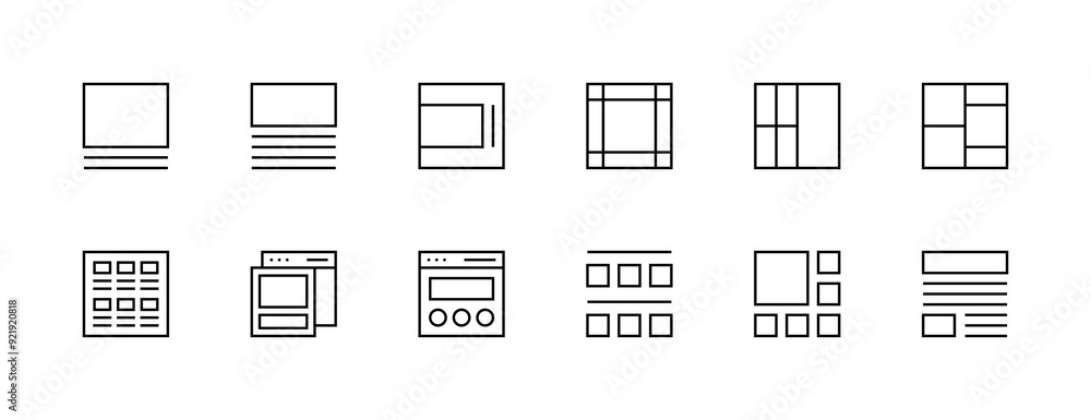 Layout icon collection. User interface icons, sidebar, layout, grid ... Layout icon collection. User interface icons, sidebar, layout, grid ...