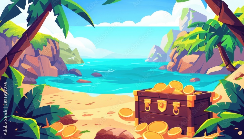 Tropical treasure hidden riches on a deserted island. Island paradise ...