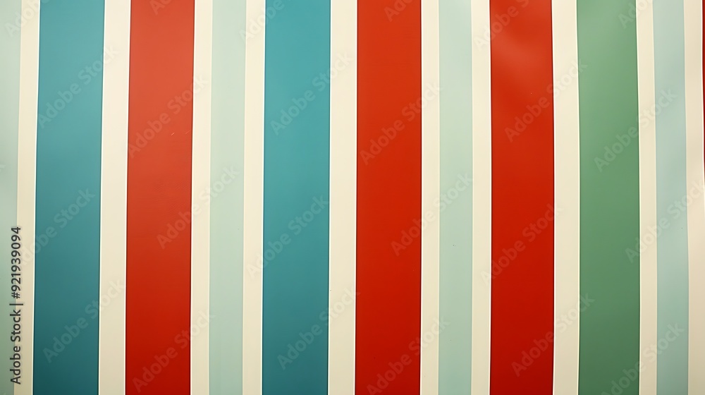 A classic stripe design with bold stripes in shades of red, green, and ...